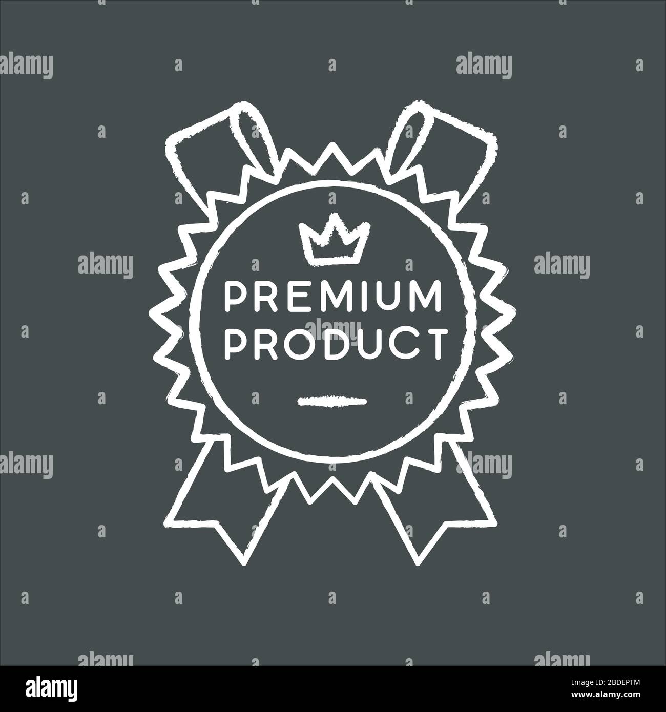 Premium product chalk white icon on black background. Top class product ...