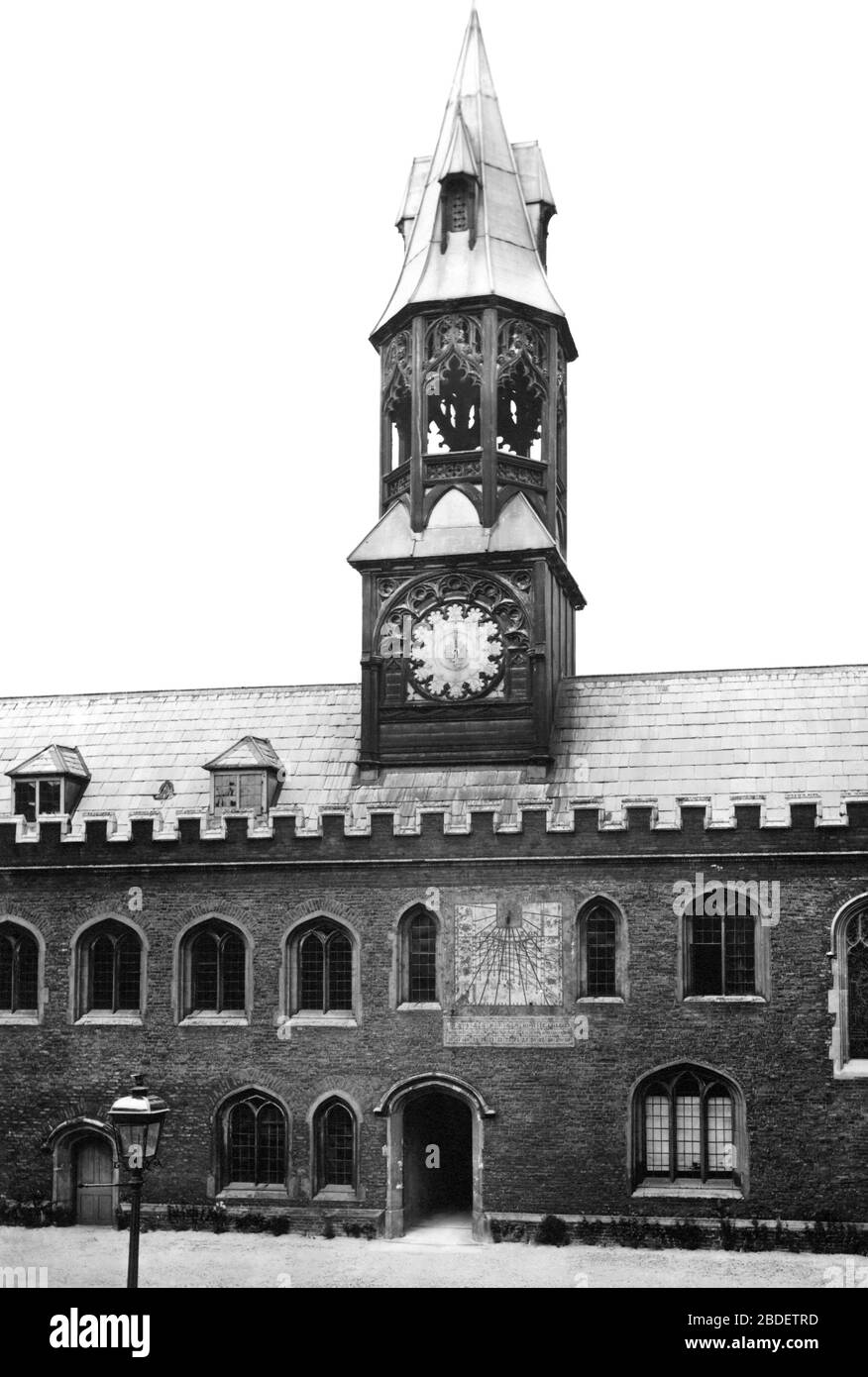 Cambridge, Queens' College, Dial and Clock c1860 Stock Photo - Alamy