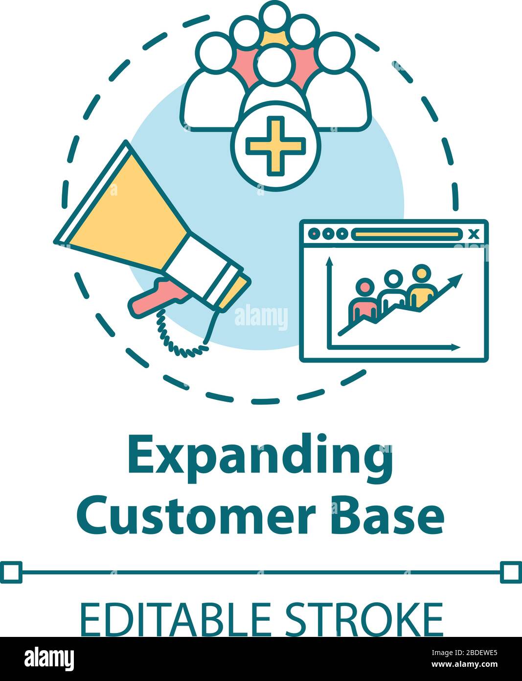 Expanding customer base concept icon. Audience attraction campaign ...