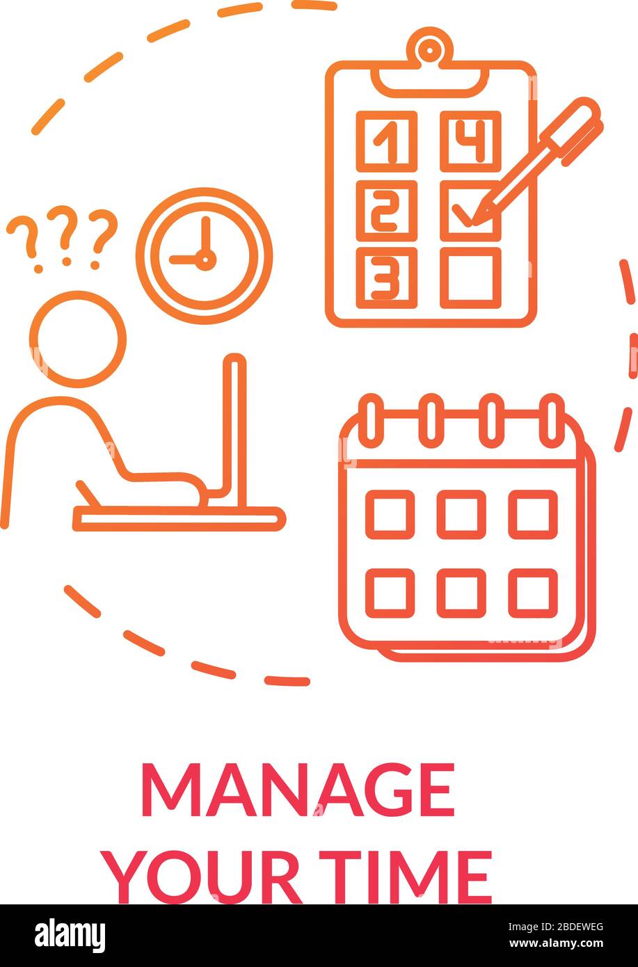 Manage your time red concept icon. Achieve goals. Demanding labor ...