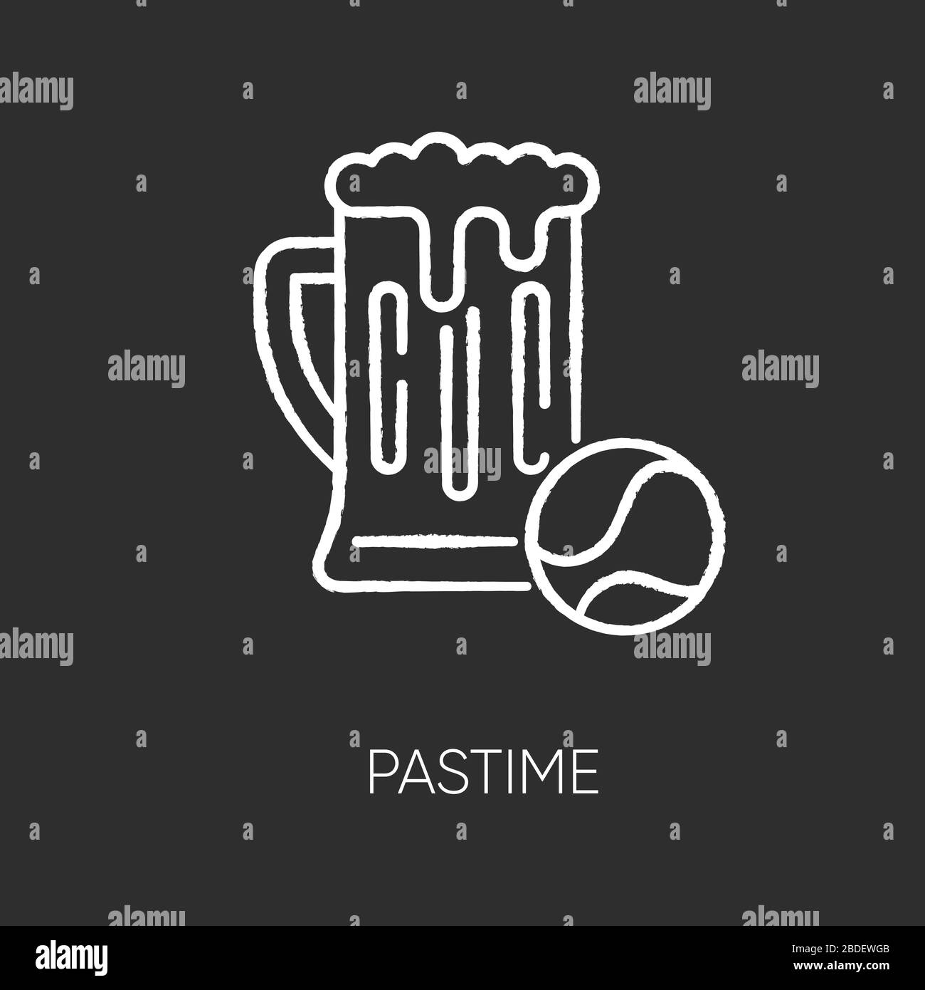 Pastime chalk white icon on black background. Leisure activities ...