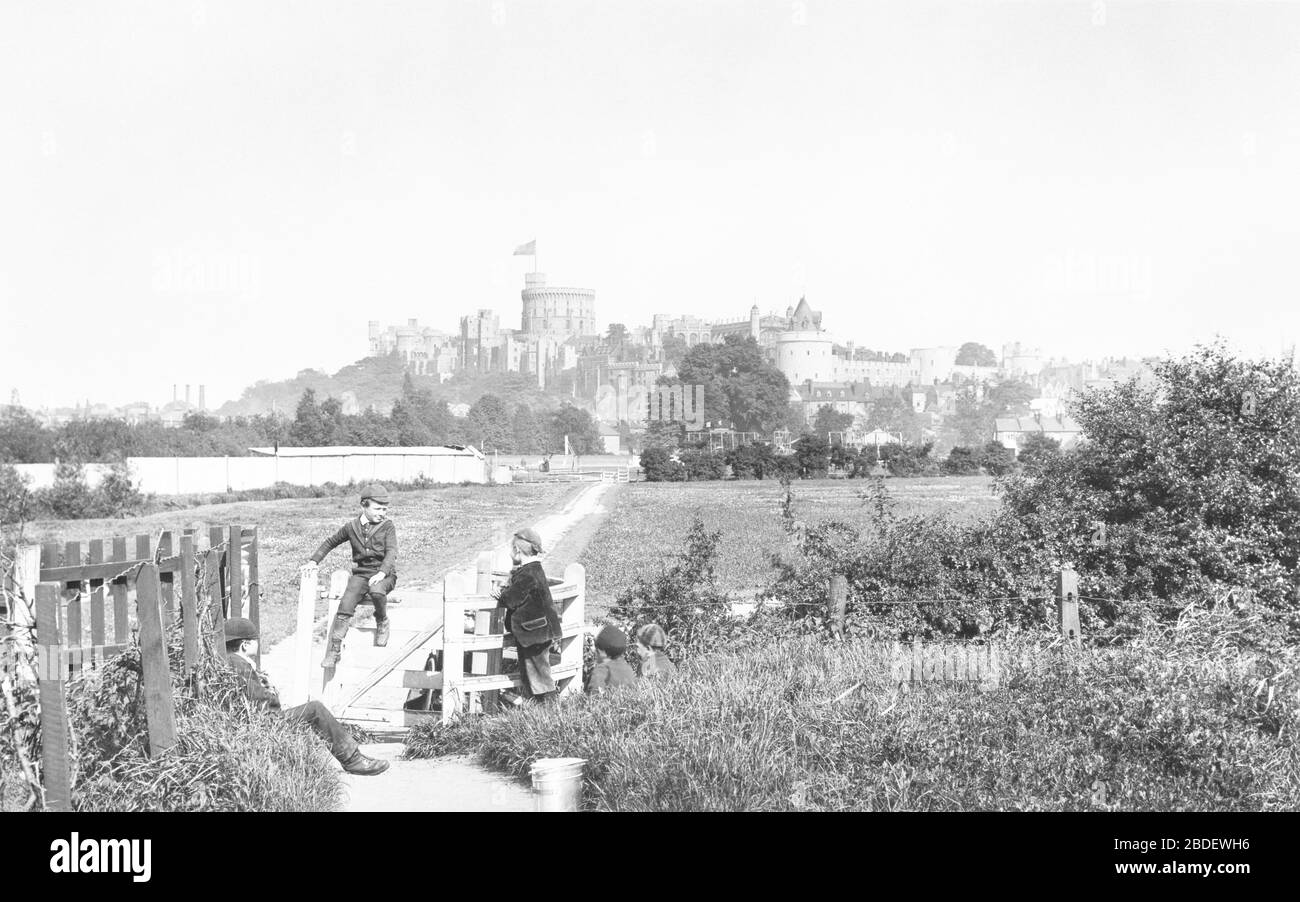 Windsor, Castle from Clewer Path 1890 Stock Photo - Alamy