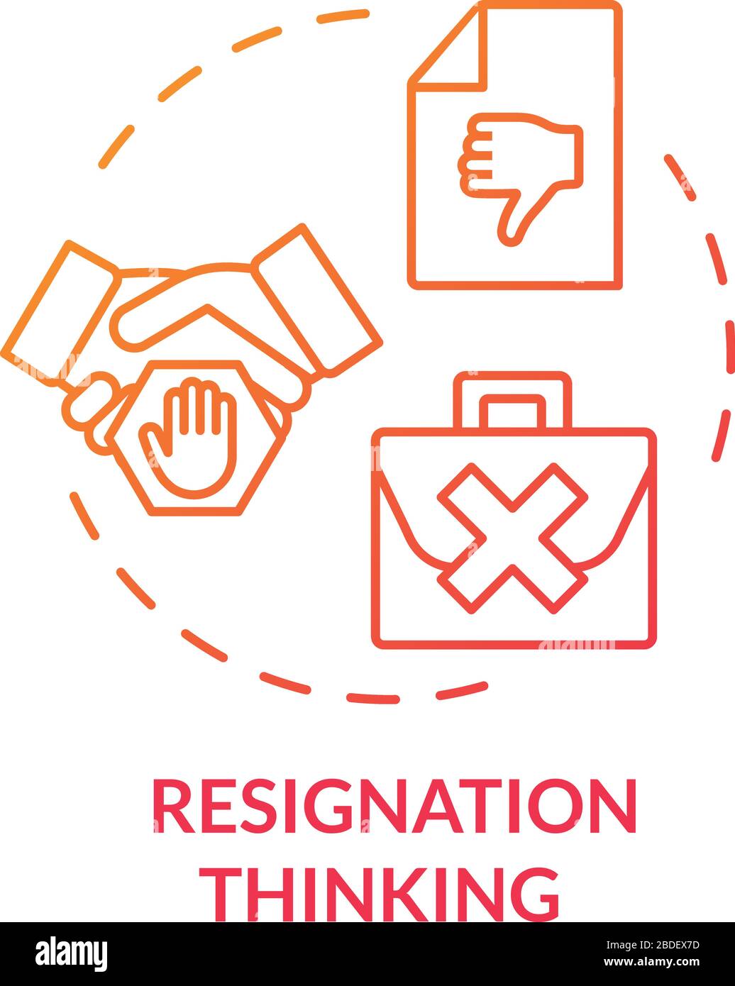 Resignation thinking red concept icon. Leaving job. Corporate conflict ...