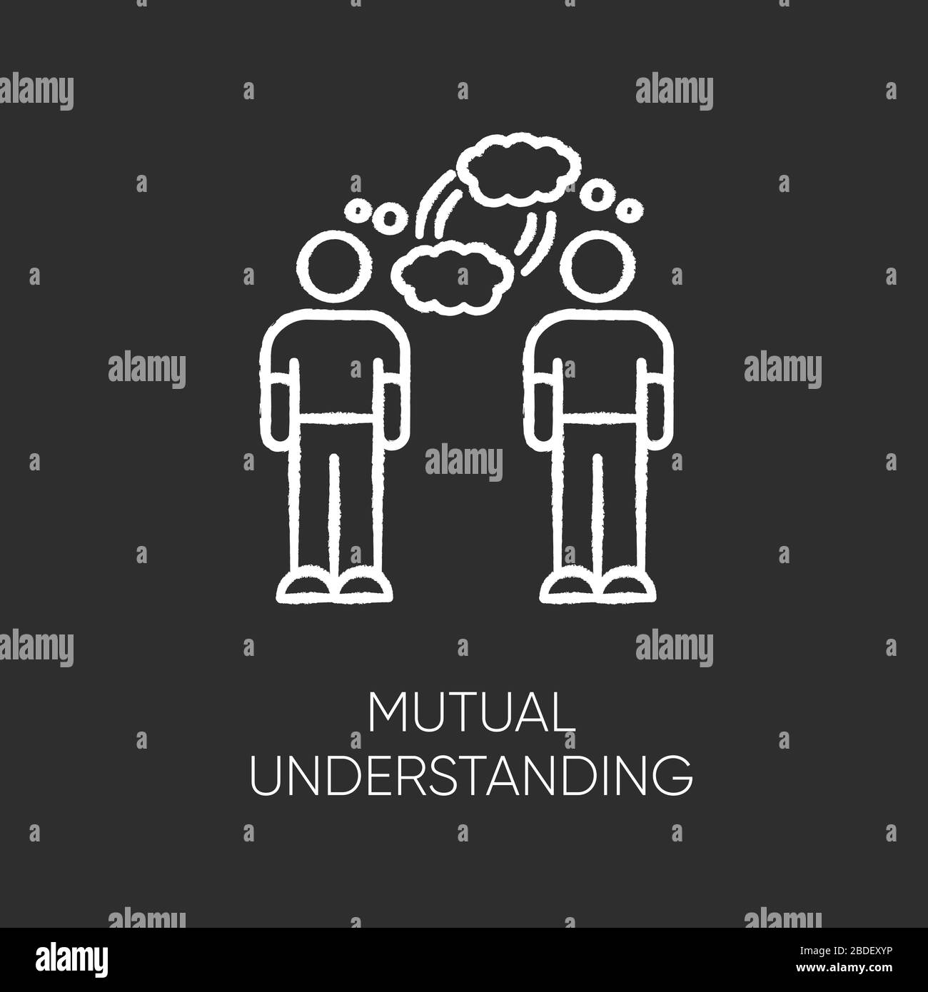 Mutual understanding chalk white icon on black background ...