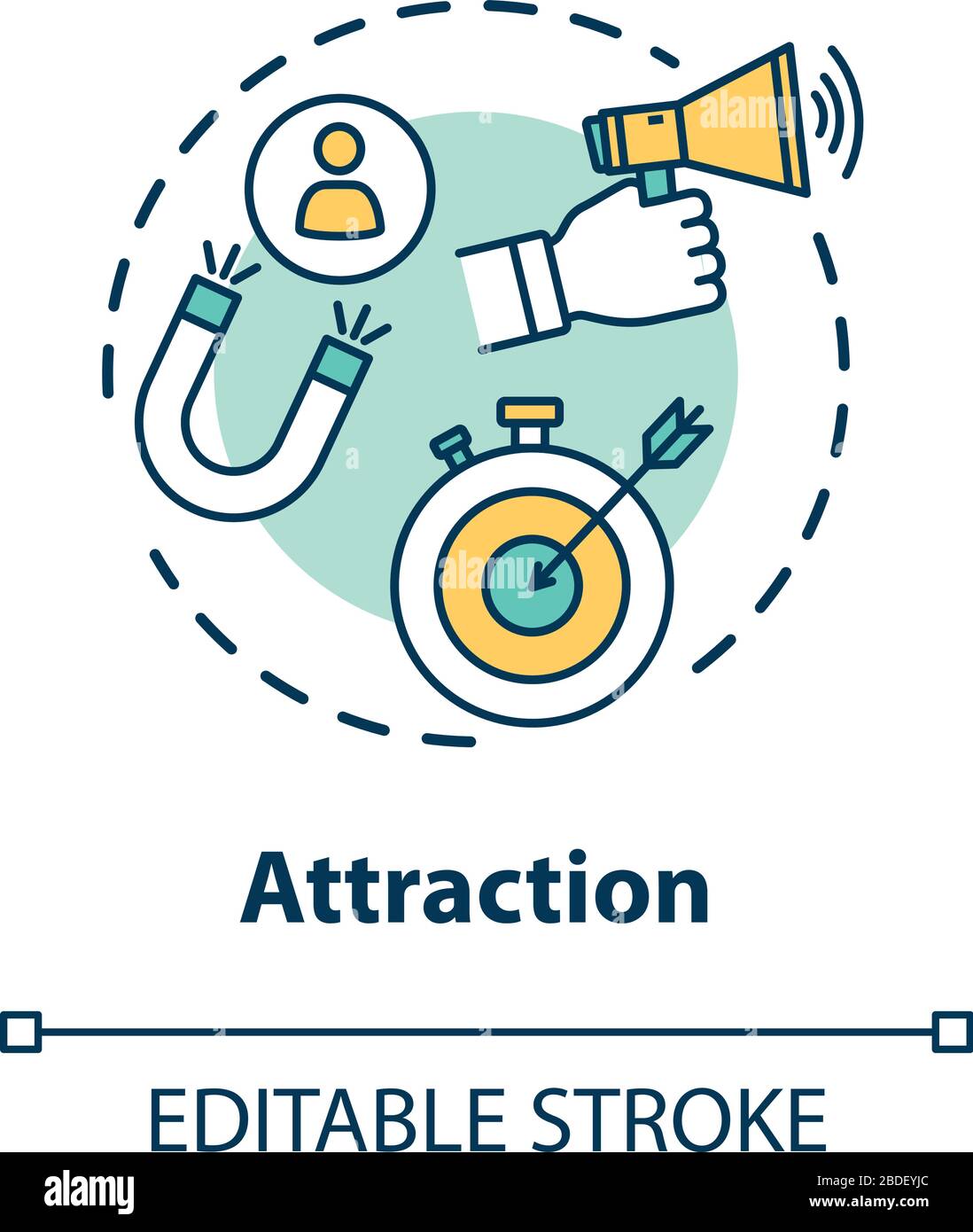 Attraction concept icon. Advertising strategies, customer base ...