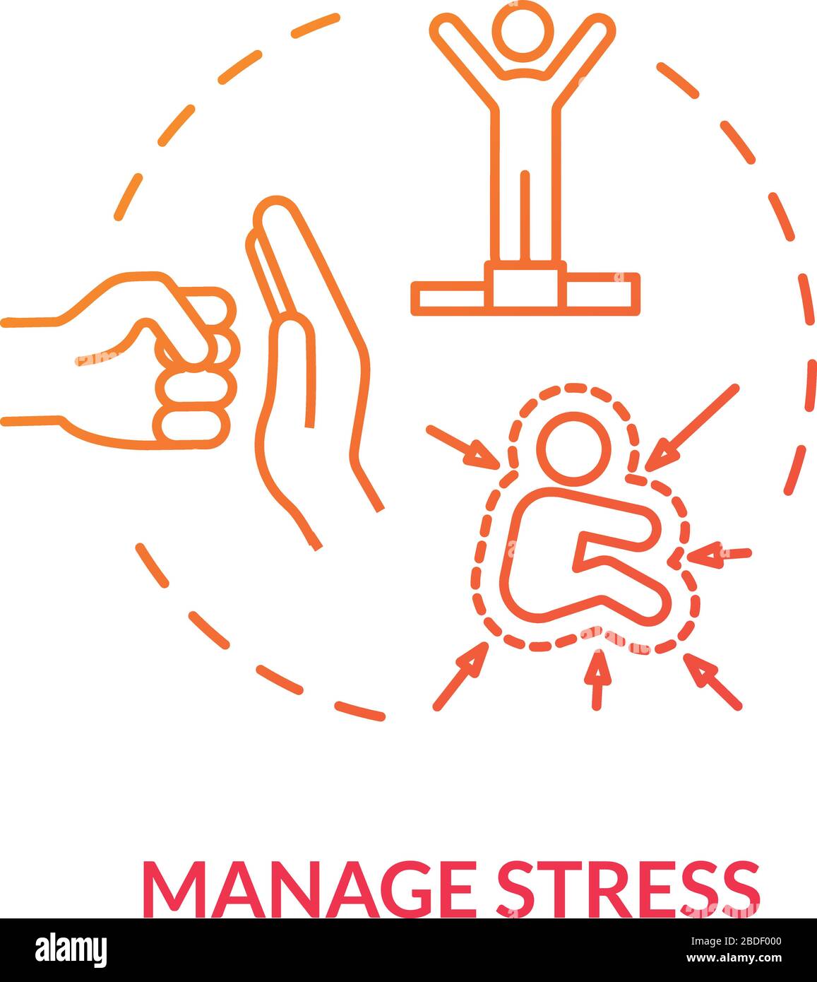 Manage stress red concept icon. Healthy coping mechanism. Concentration ...