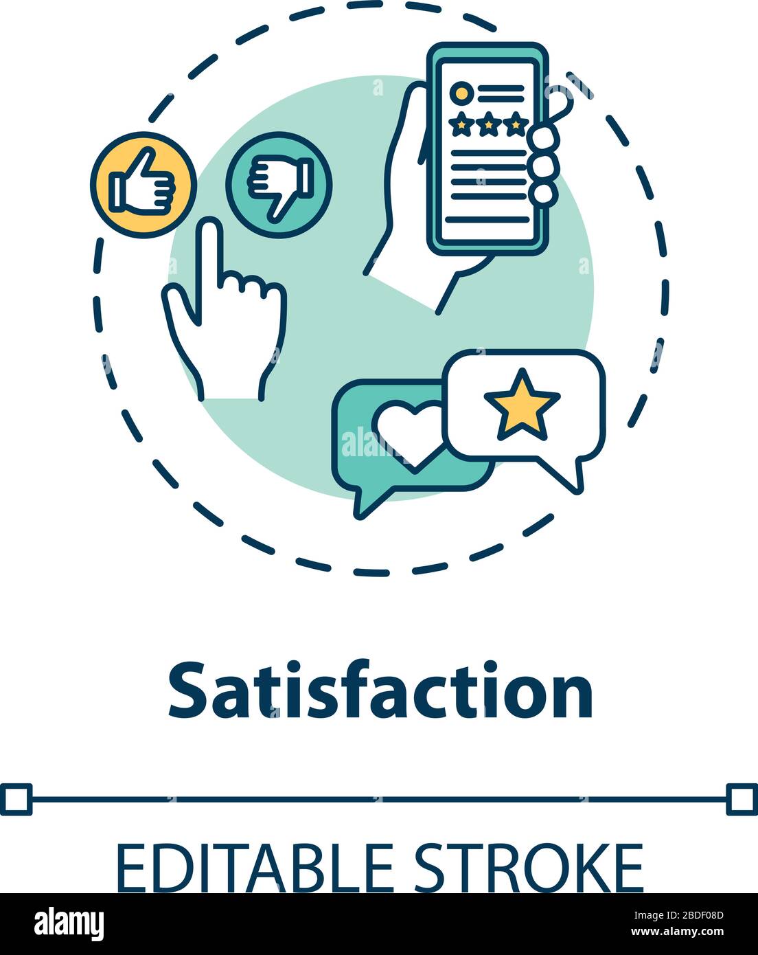 Satisfaction concept icon. Social approval rates, brand credibility ...