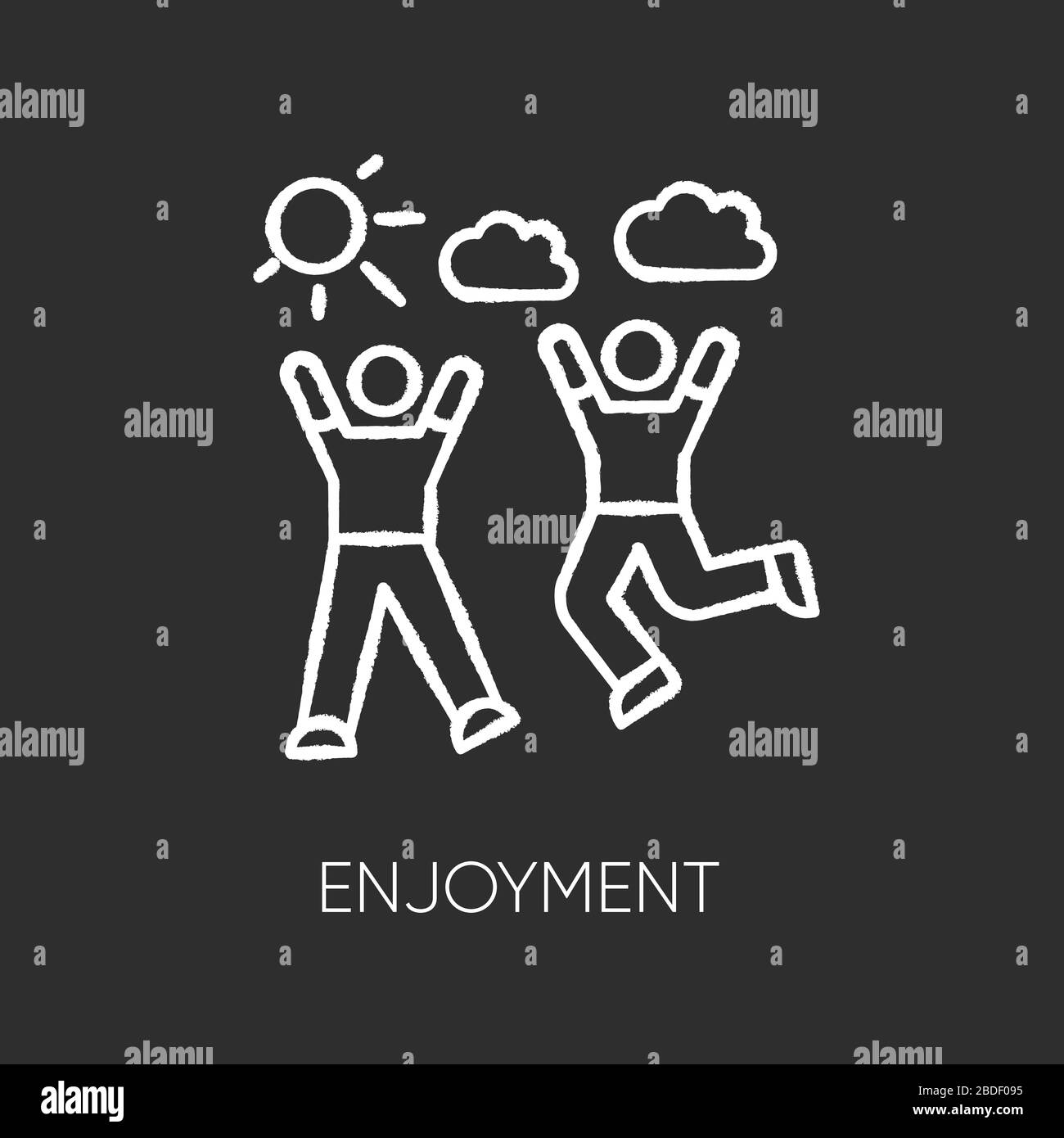 Enjoyment chalk white icon on black background. Friendship ...