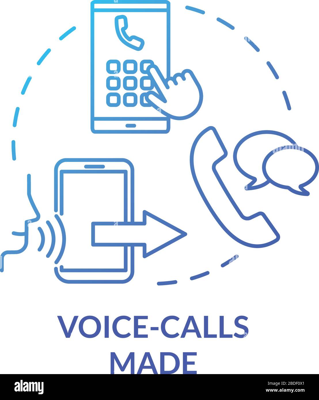 Voice-calls made blue concept icon. Chating with smartphone. Ring ...