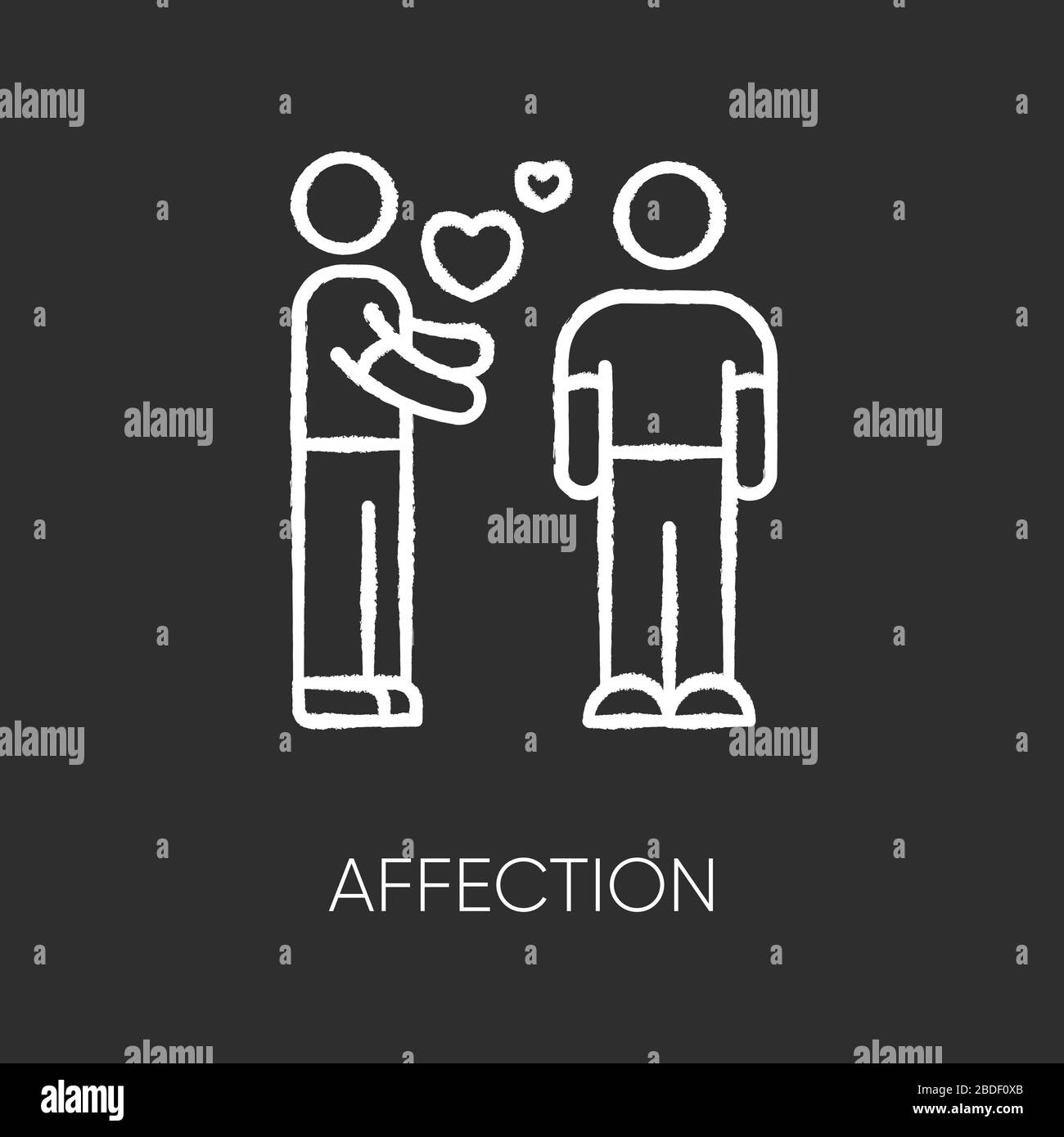 Affection chalk white icon on black background. Romantic feelings, love ...