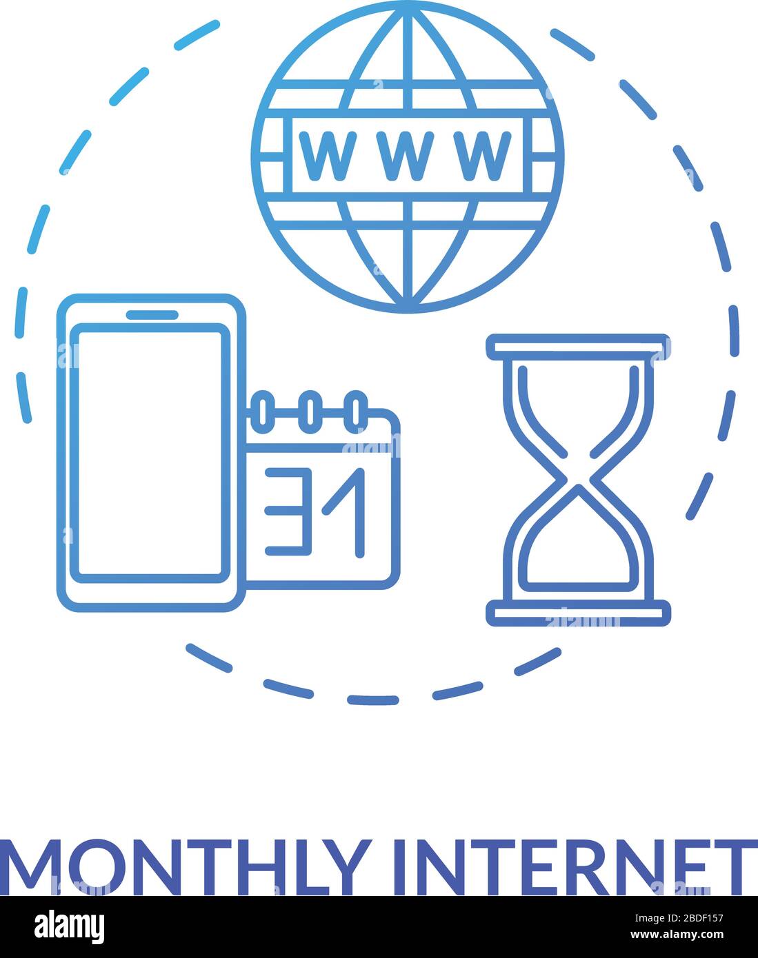 Monthly internet blue concept icon. Prepaid service. Internet tariff ...