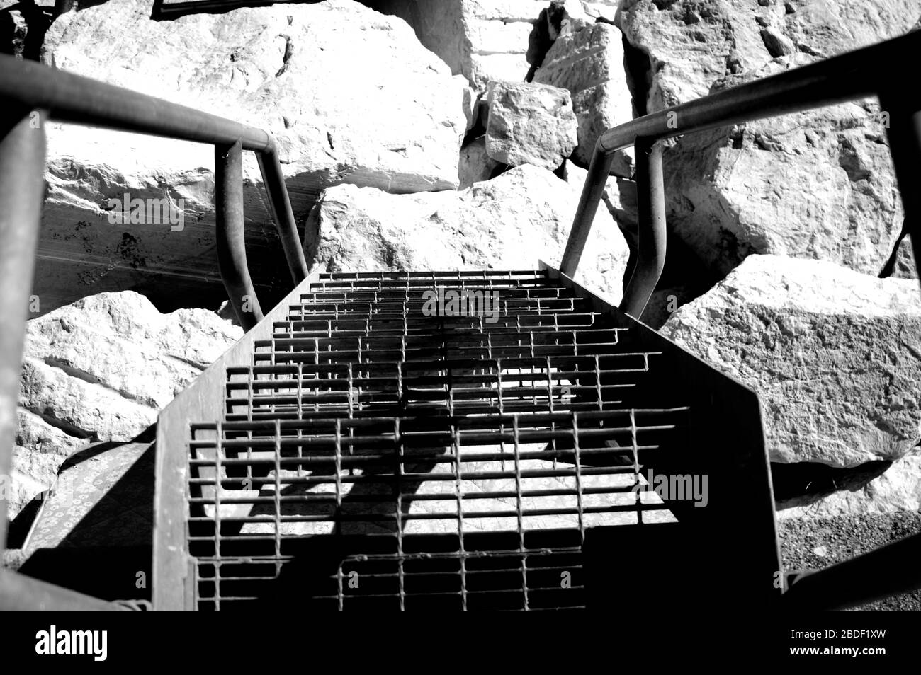 Old steel stair steps to the top of tower Stock Photo - Alamy