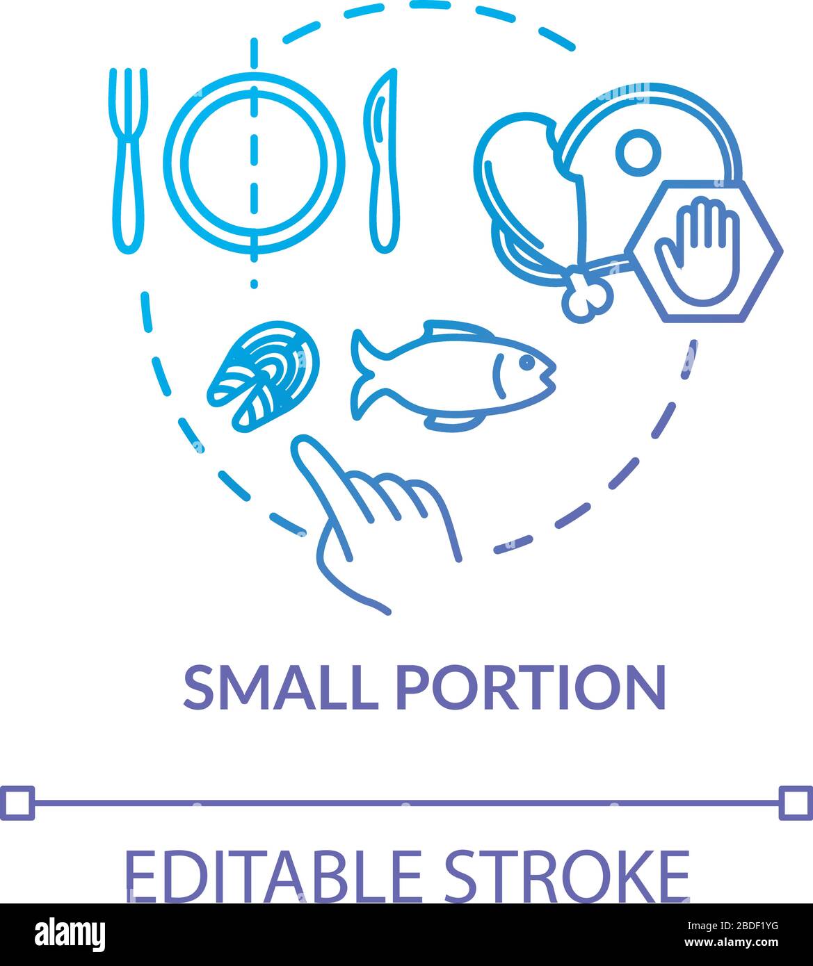 Small portion concept icon. Mindful eating, conscious nutrition idea ...