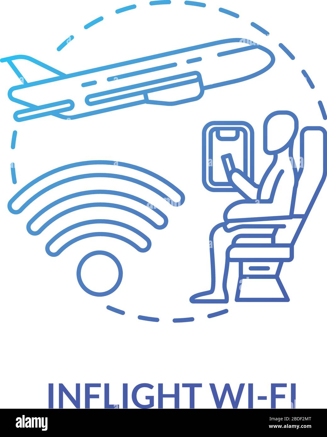 Inflight wifi blue concept icon. Airplane service for mobile phone ...
