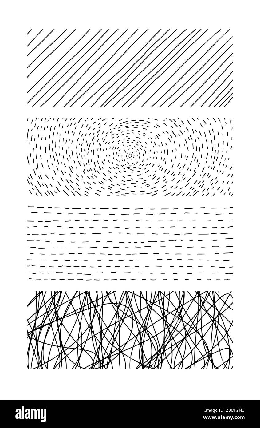 Hand drawn textures. Artistic collection of doodle design elements ...