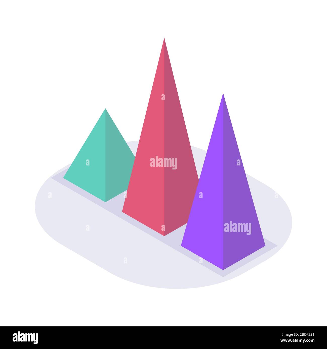 triangle graph chart isometric icon with modern flat style color vector ...