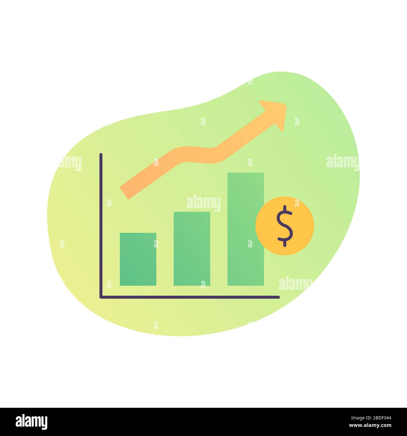 graph chart increase profit icon with modern color full and fluid shape ...