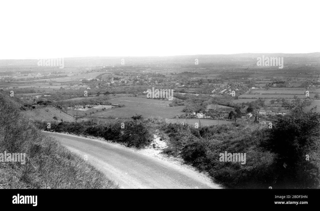 Burgess Hill, view from Ditchling Beacon c1965 Stock Photo - Alamy