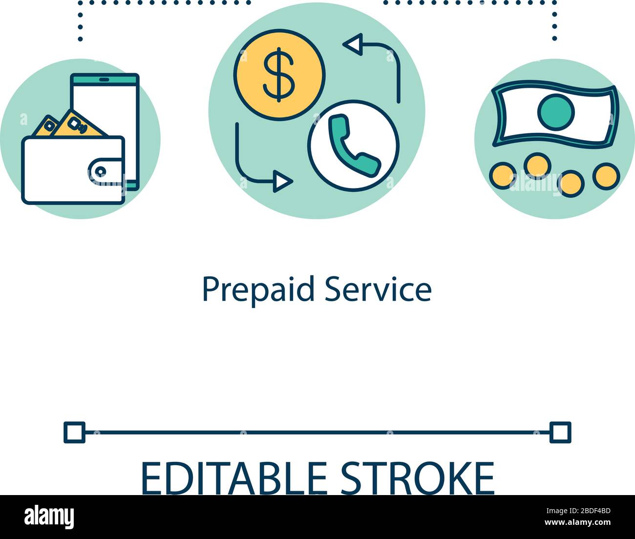Prepaid service concept icon. Telecommunication, roaming, sms and calls ...