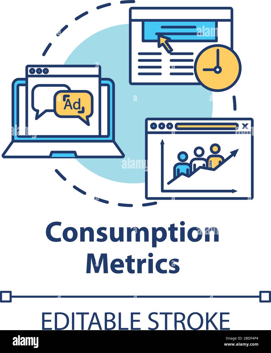 Consumption metrics concept icon. Marketing statistics analysis. Online ...