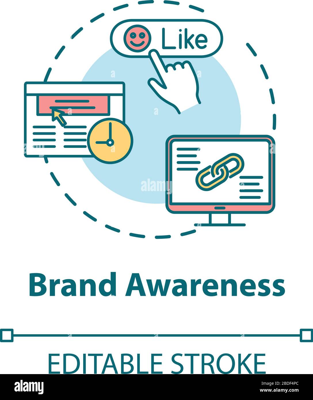Brand awareness concept icon. Company value and influence. Content ...