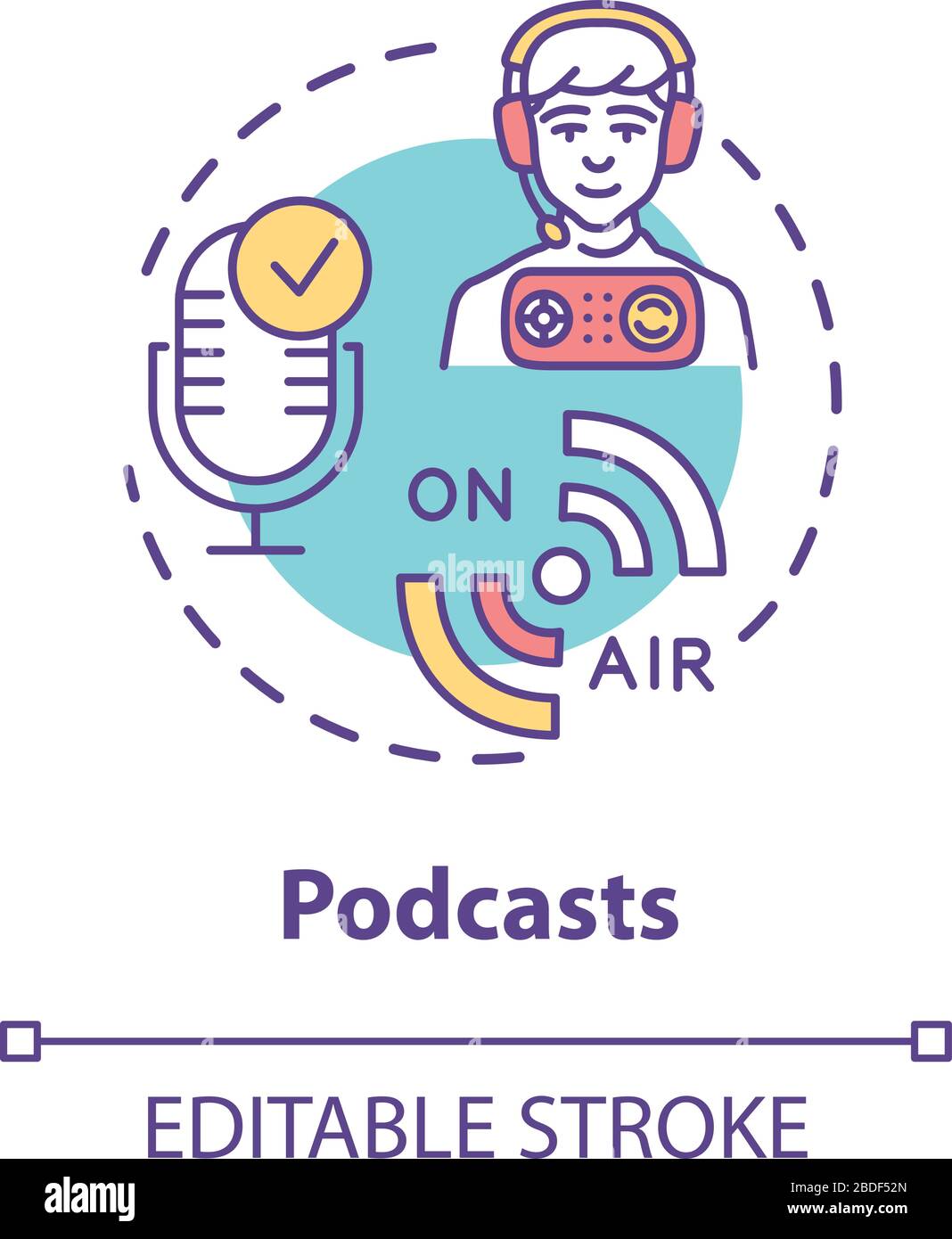 Podcast concept icon. Radio show broadcasting, content marketing idea ...