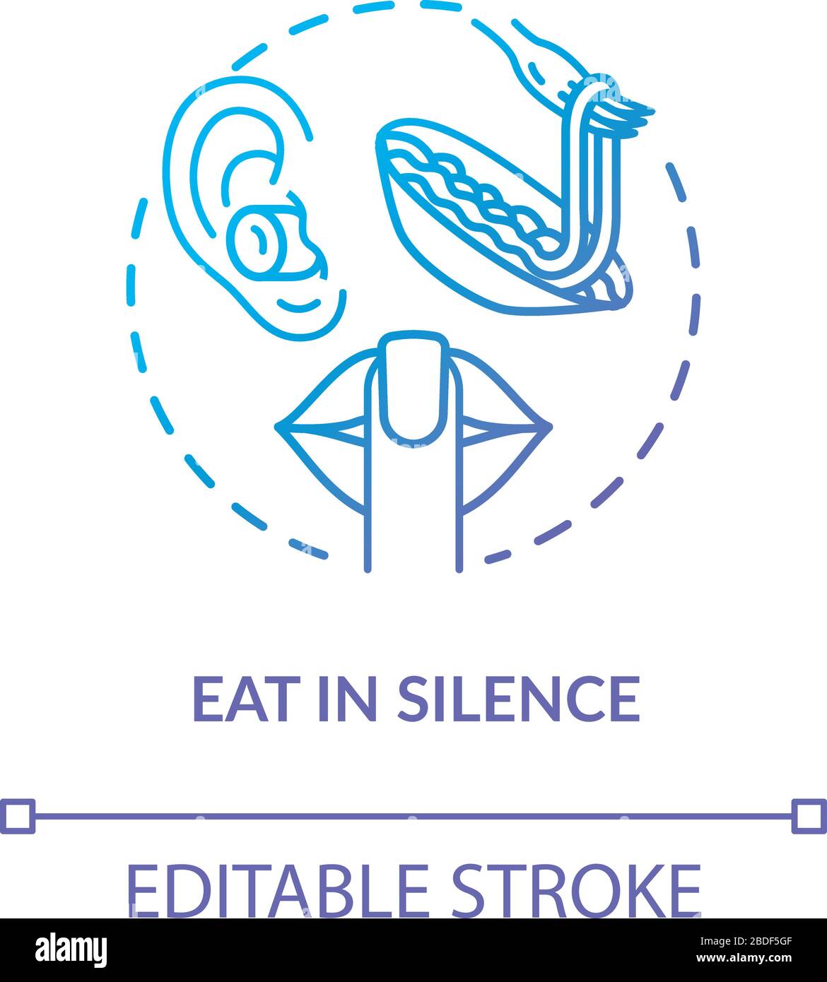 Eat in silence concept icon. Conscious nutrition idea thin line ...