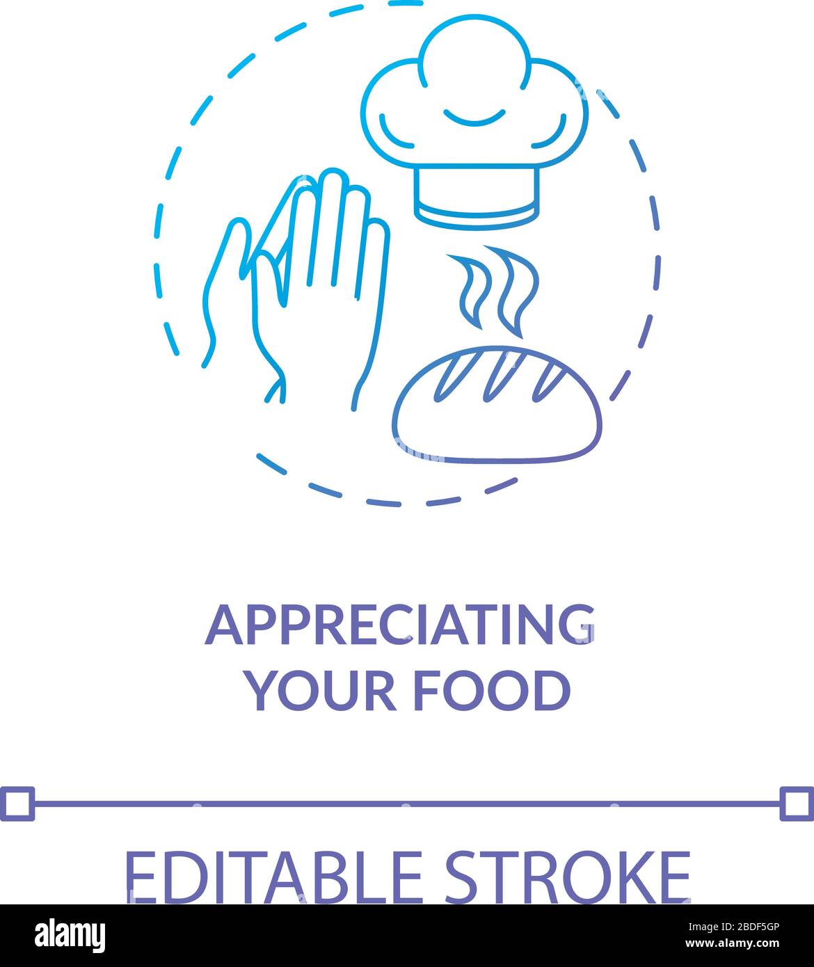 Appreciating your food concept icon. Conscious nutrition, mindful ...
