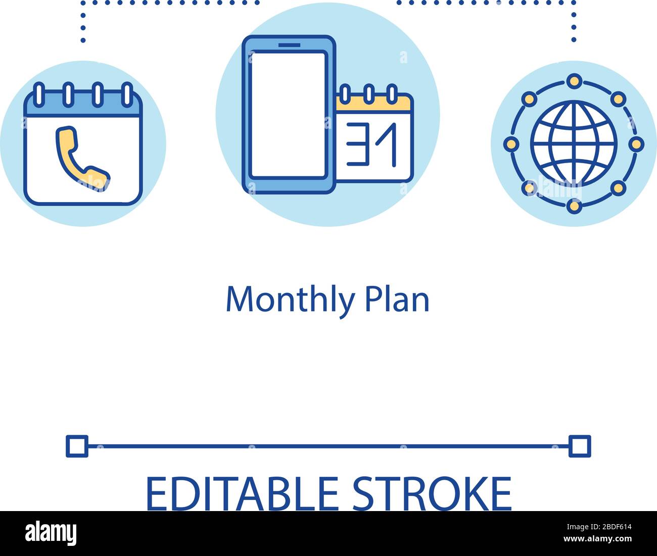 Monthly plan concept icon. Telecommunication, roaming, unlimited ...