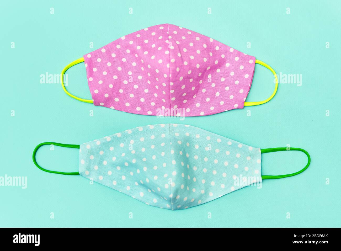 diy reusable face masks for viruses. turquoise background Stock Photo ...