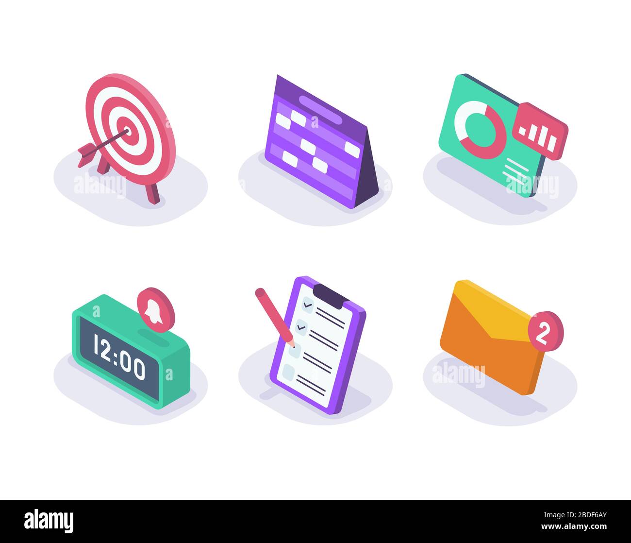business set collection goals calendar graph time clipboard and ...