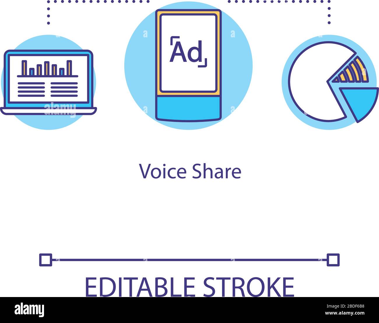 Voice share concept icon. SOV, trendy ad revenue model idea thin line ...