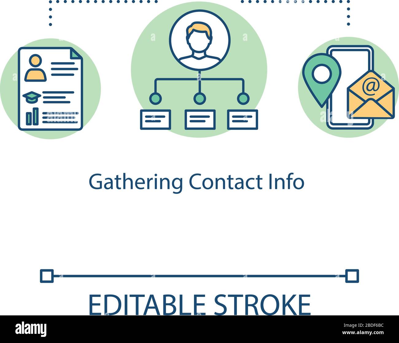 Gathering contact info concept icon. Creating client database idea thin ... Gathering contact info concept icon. Creating client database idea thin ...