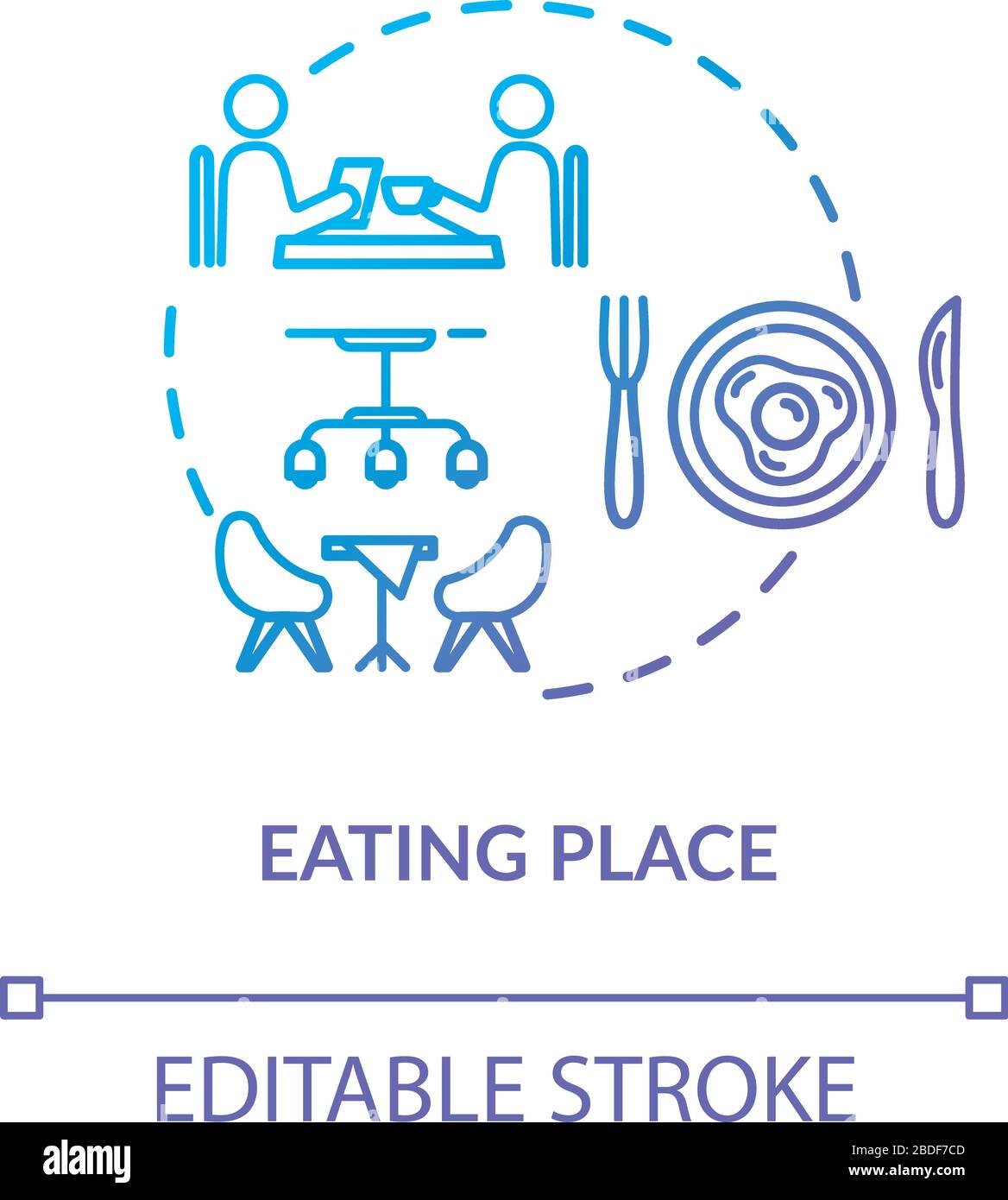 Eating place concept icon. Conscious nutrition idea thin line ...
