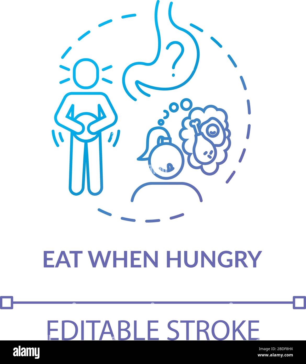 Eat when hungry concept icon. Conscious nutrition, mindful eating idea ...