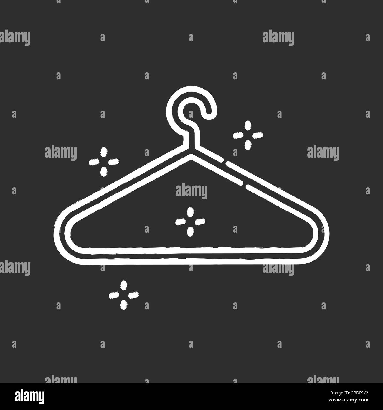 Empty hanger chalk white icon on black background. Hang clothes in ...