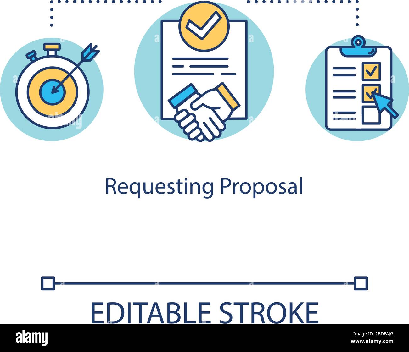 Requesting proposal concept icon. Asking potential suppliers offer idea ...