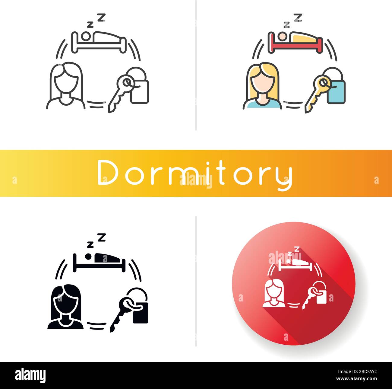 Renting hotel room icon. Booking sleeping accommodation. Housing ...