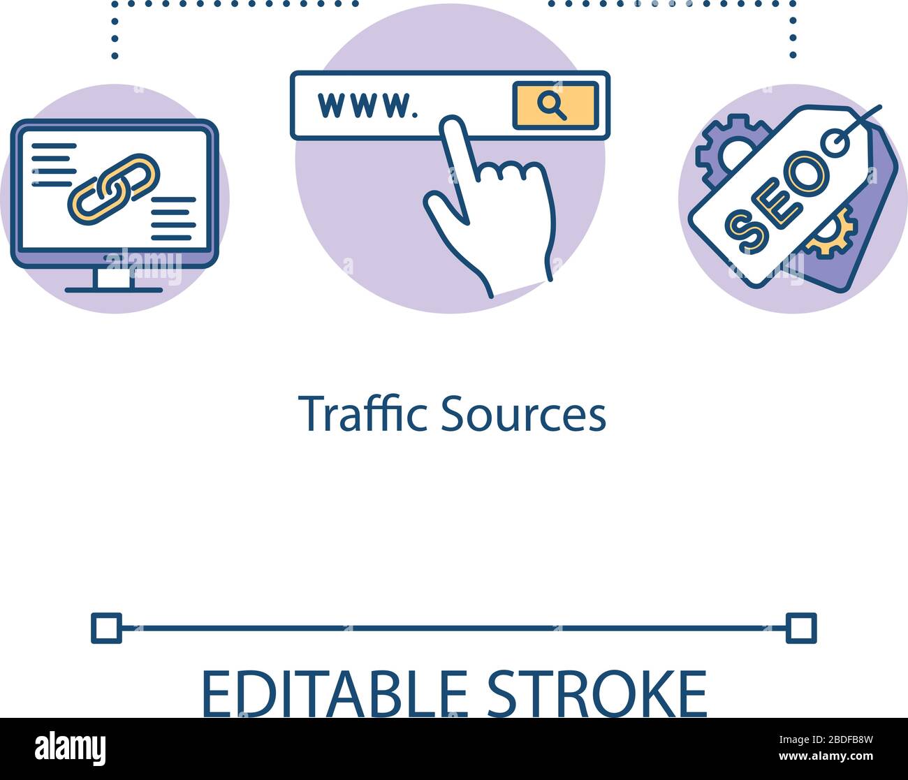 Traffic sources concept icon. Visitors attraction strategy idea thin ...