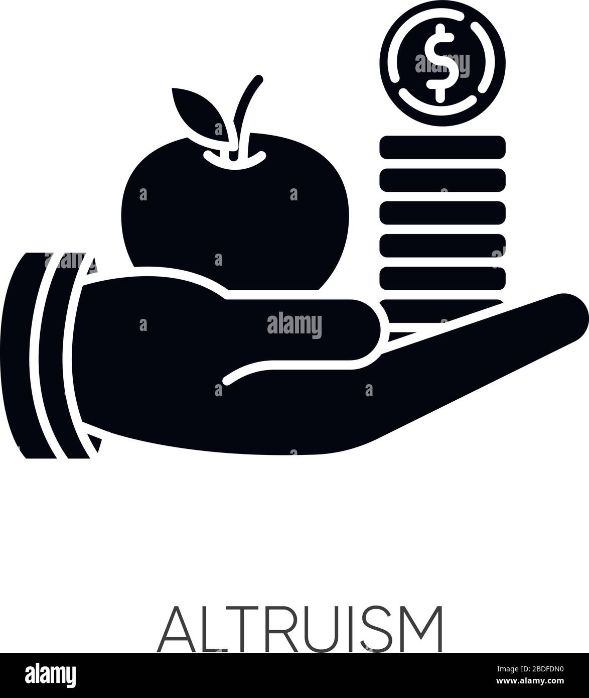 Altruism black glyph icon. Selfless giving and sharing, moral virtue ...