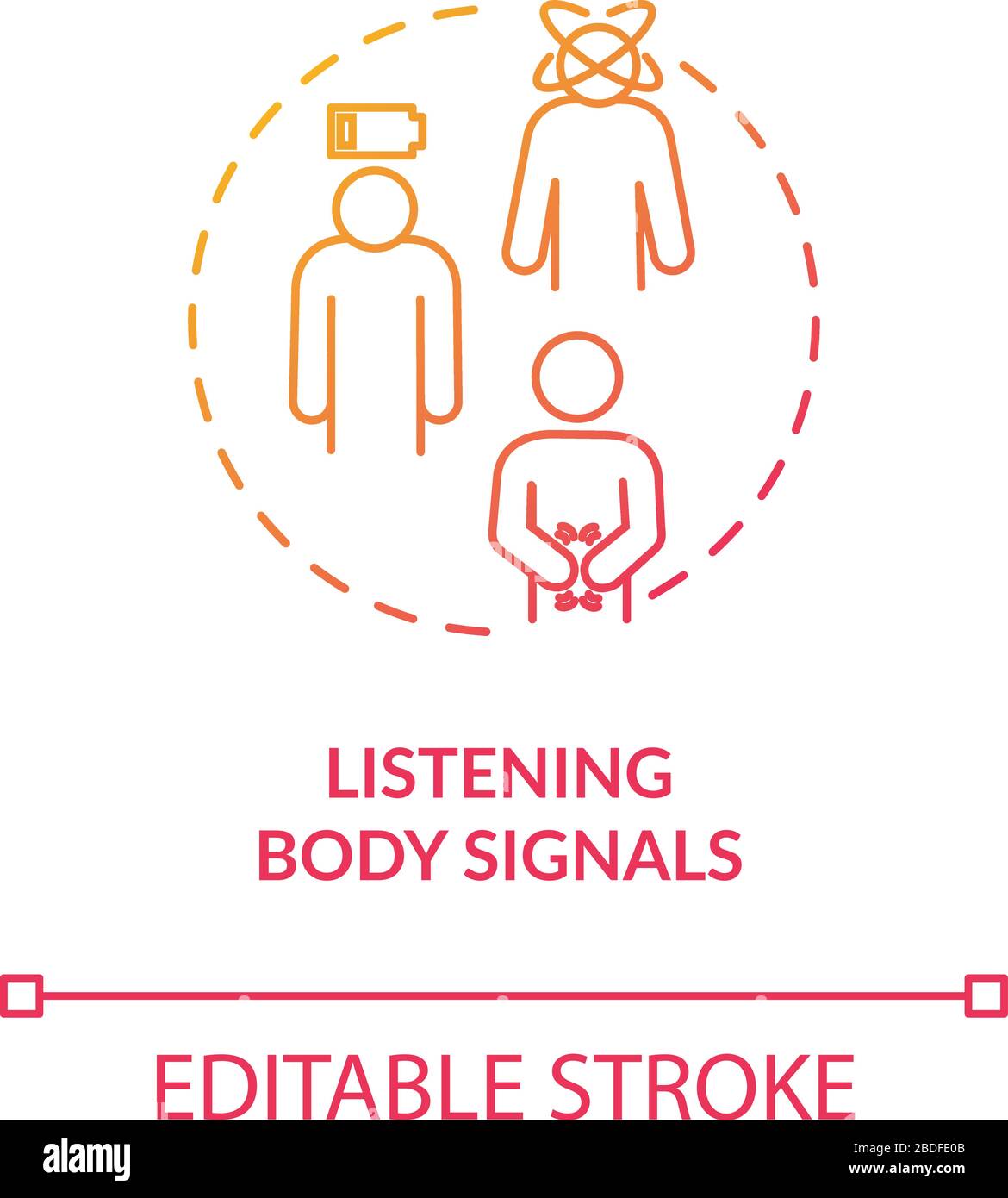 Listen body signal concept icon. Mindful nutrition idea thin line ...