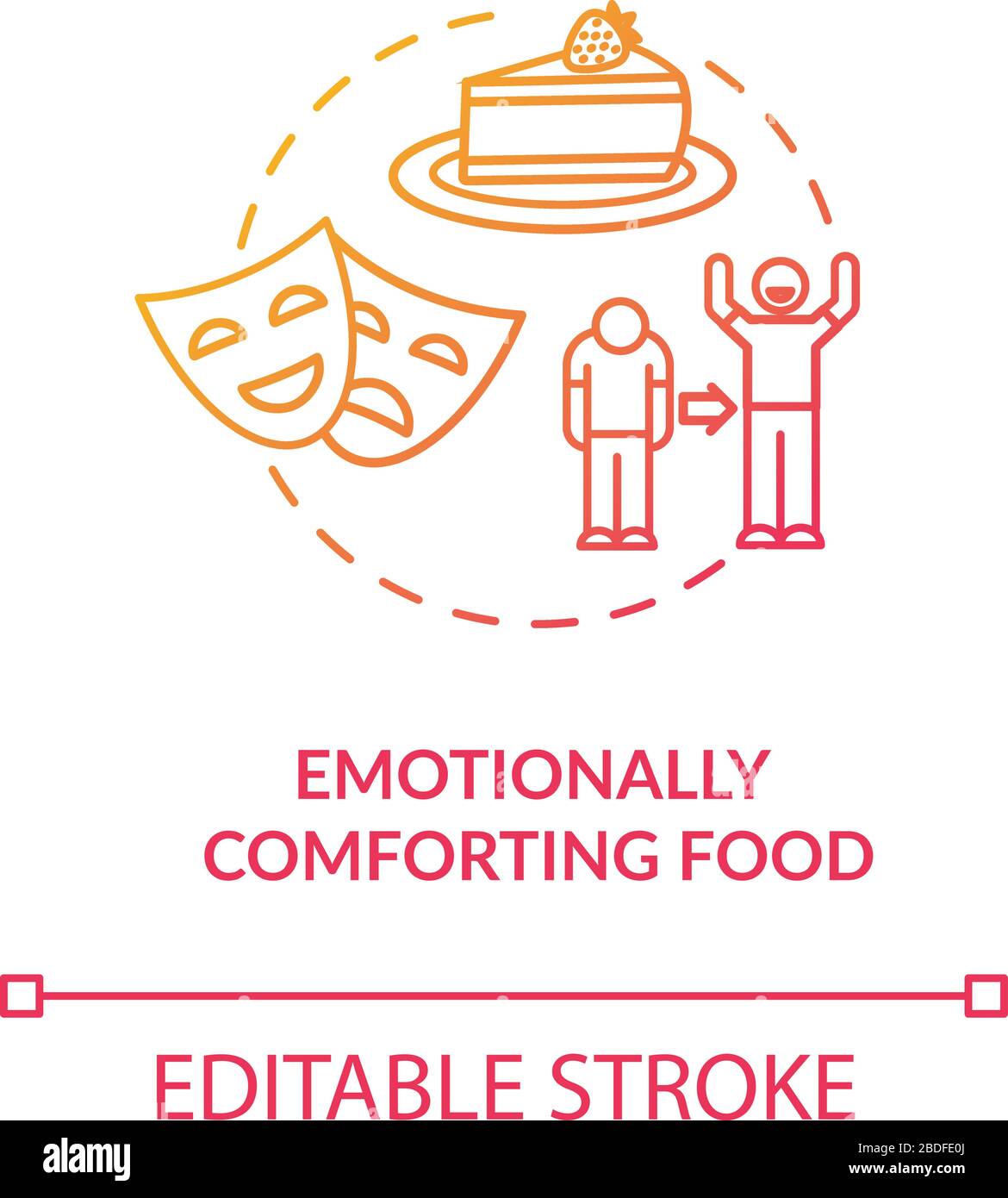 Emotionally comforting food concept icon. Mindful eating, conscious ...