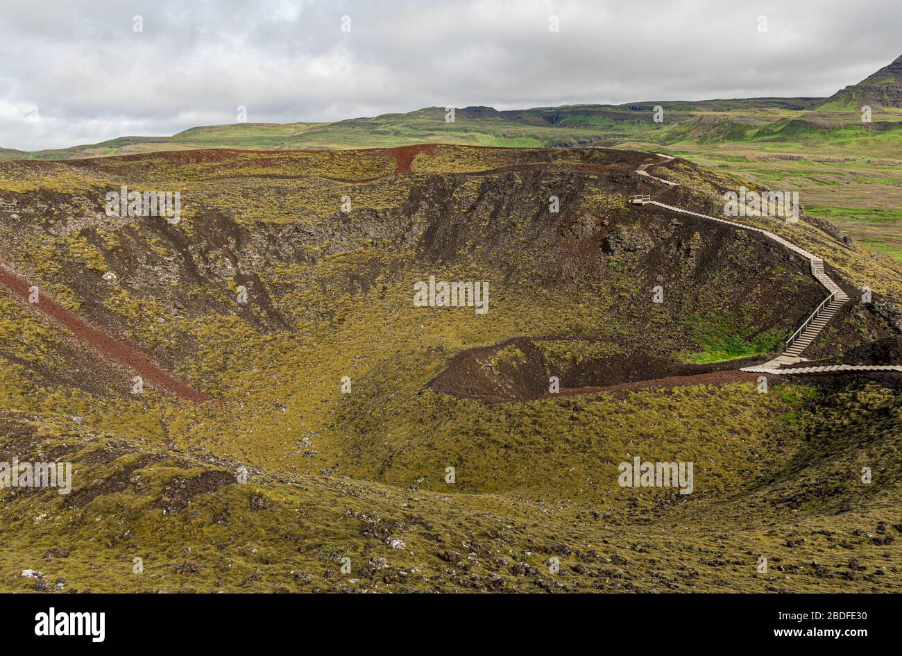 The Grabrok Volcano Crater in the western region of Iceland Stock Photo ...