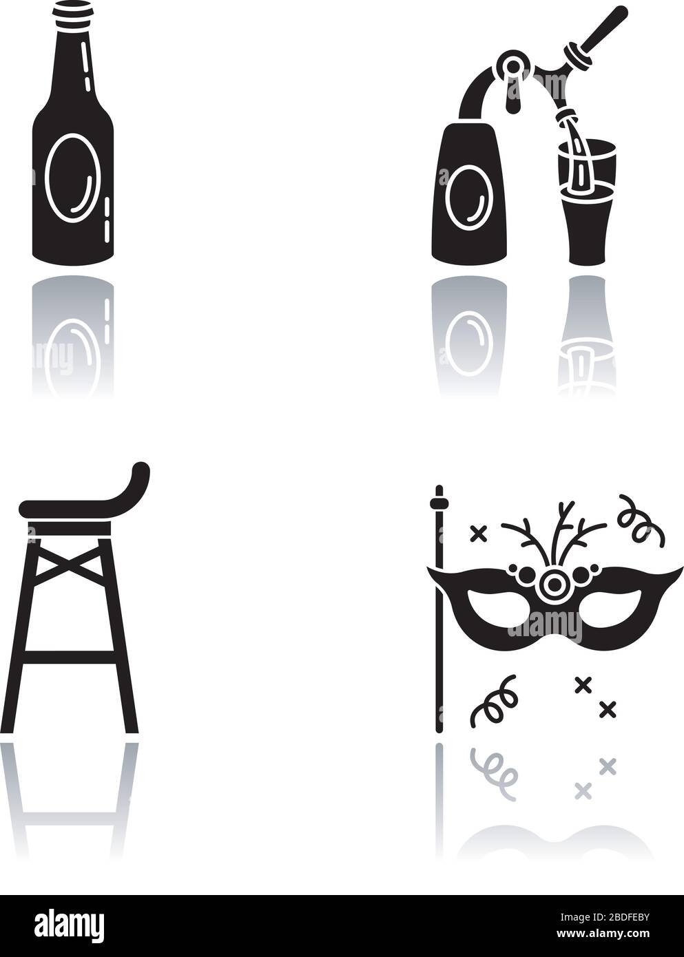 Entertainment venue drop shadow black glyph icons set. Recreation in ...