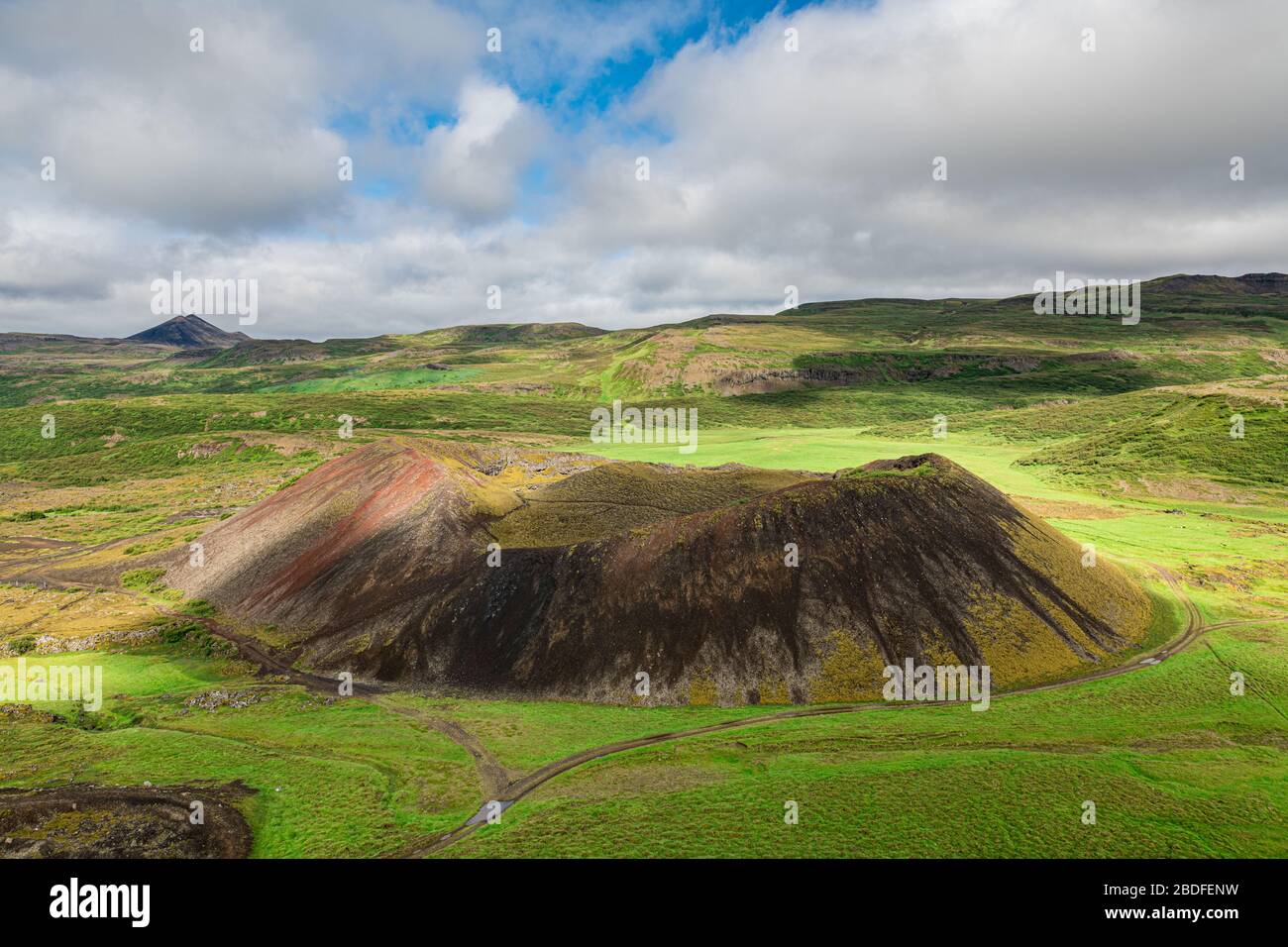 Grabrokarfell Crater (view from Grabrok) in the western region of ...