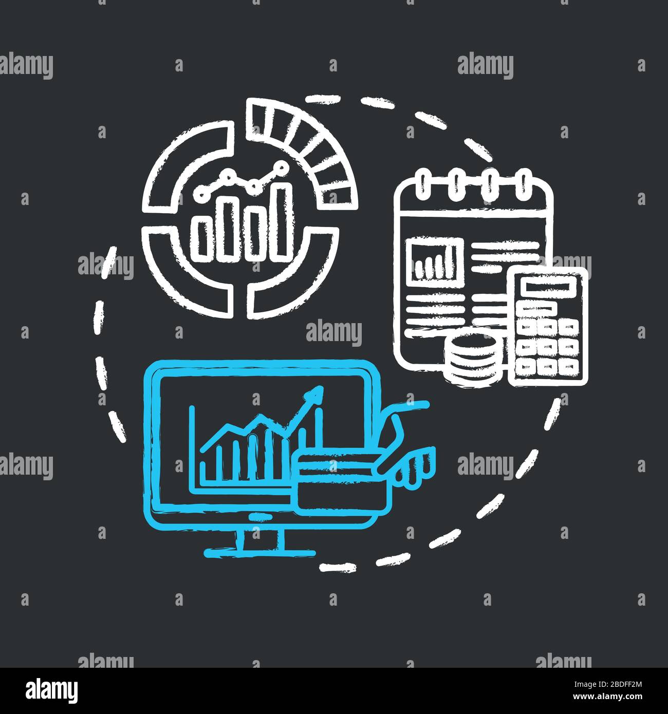 Sales metrics chalk RGB color concept icon. Statistical analysis ...