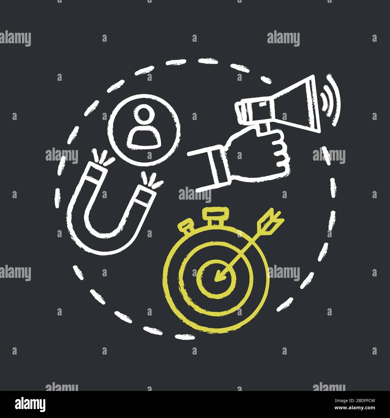 Attraction chalk RGB color concept icon. Advertising strategies ...