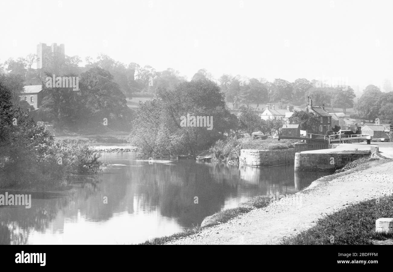 Conisbrough, the Castle from the River 1895 Stock Photo - Alamy