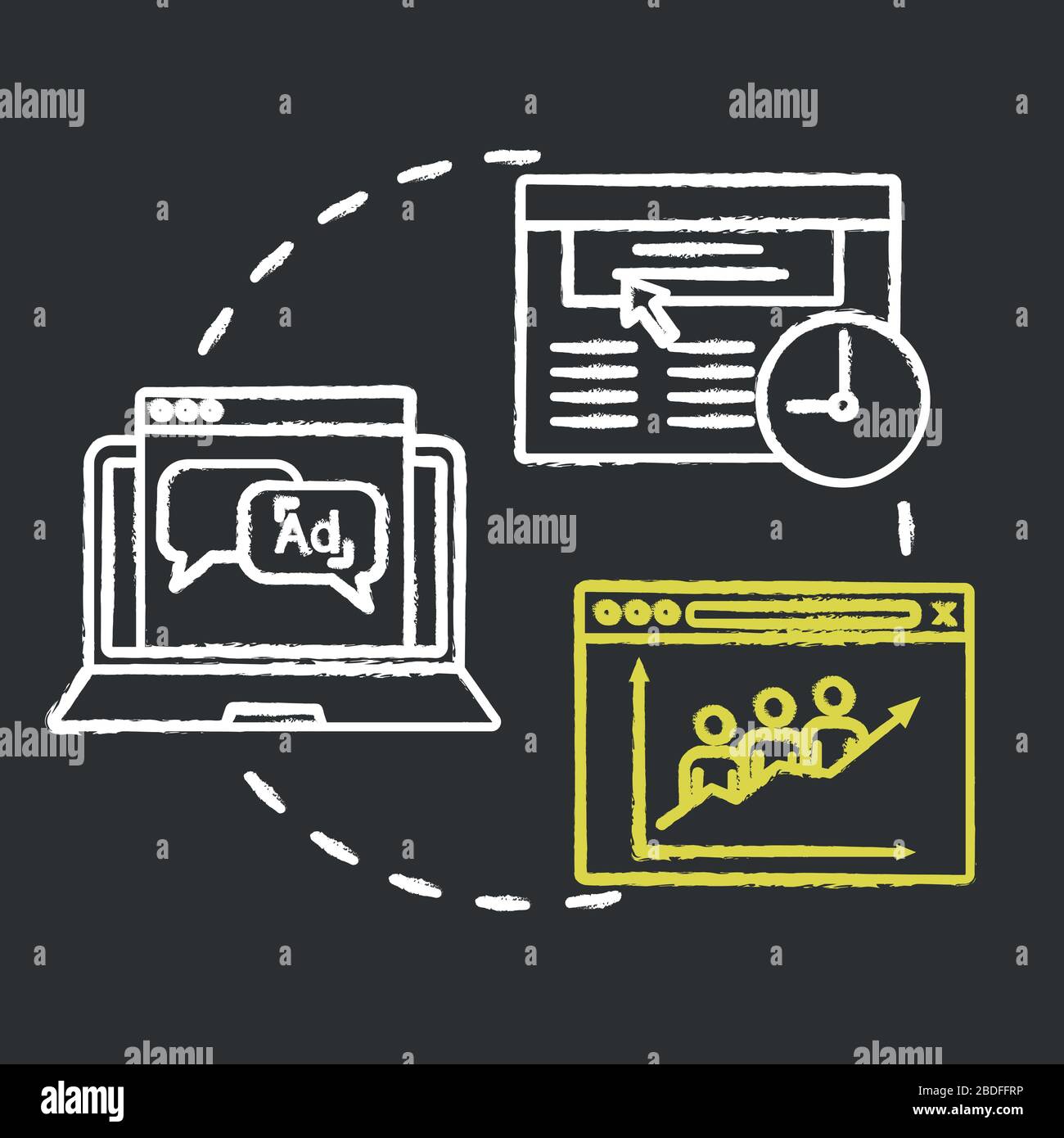 Consumption metrics chalk RGB color concept icon. Marketing statistics ...