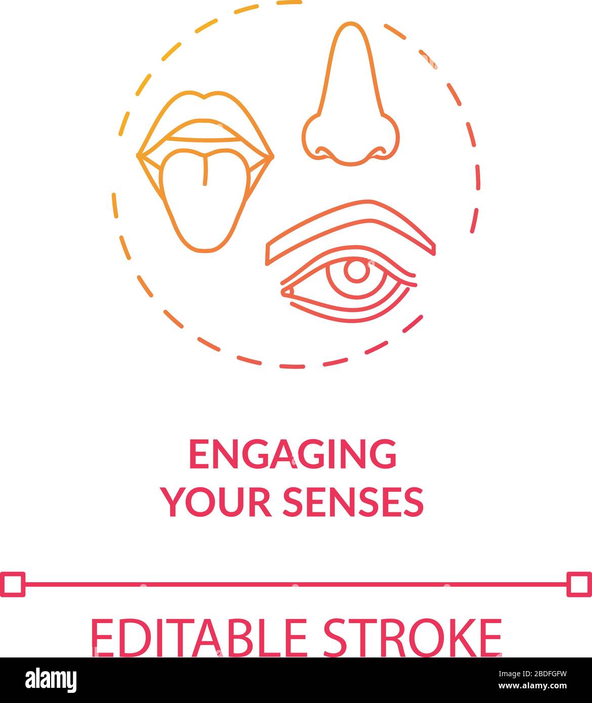Engaging your senses concept icon. Mindful eating idea thin line ...